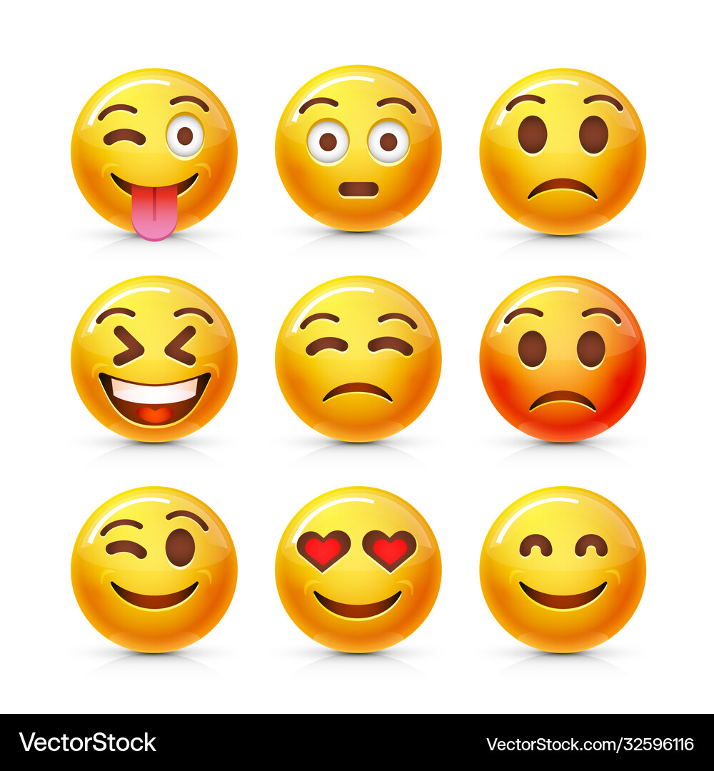 Emoji set icon collection comic emotion sign Vector Image