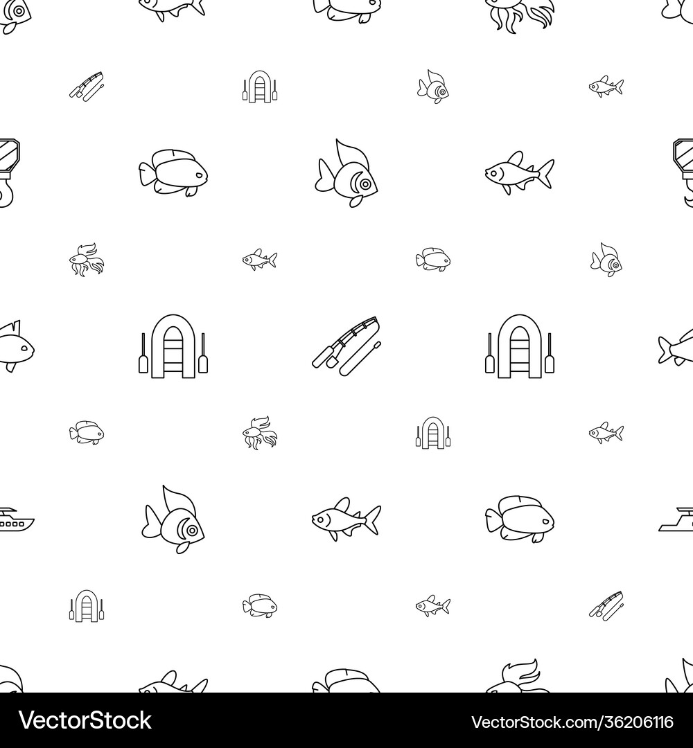 Fishing icons pattern seamless white background Vector Image