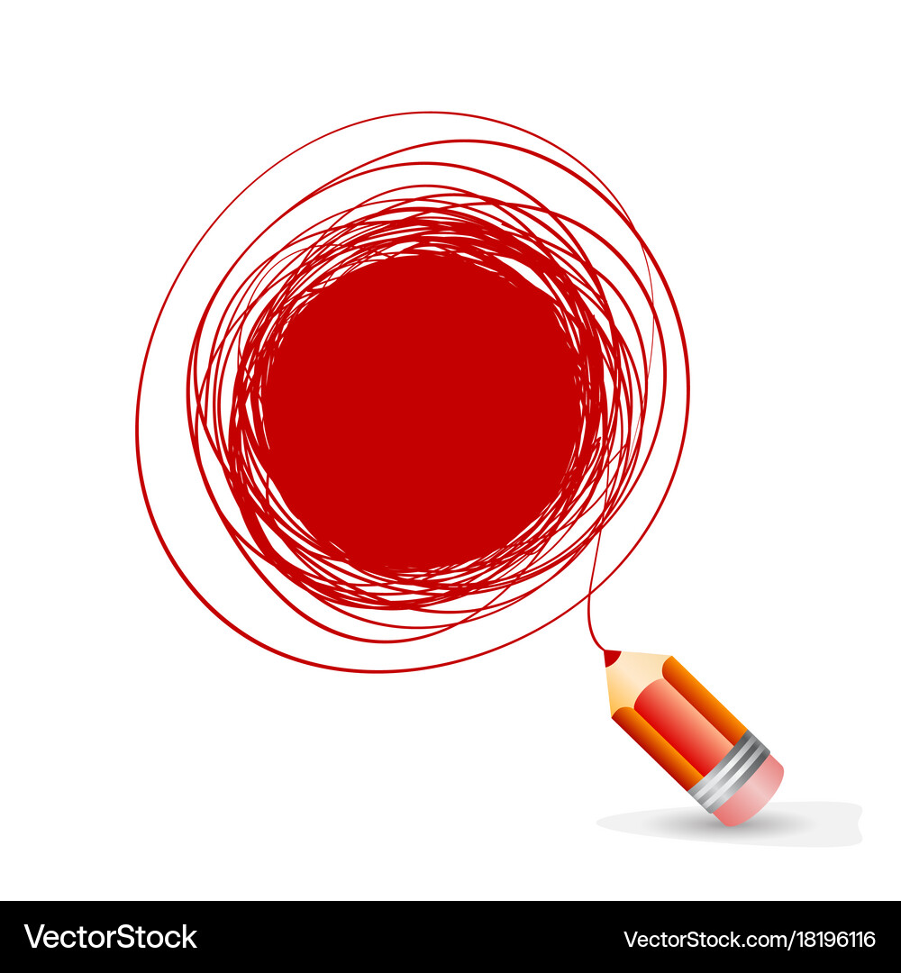 Hand drawn bubble for text draws a red pencil Vector Image
