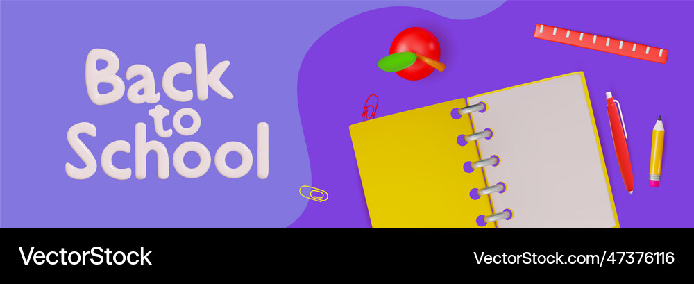 Horizontal banner to the school notebook pen Vector Image
