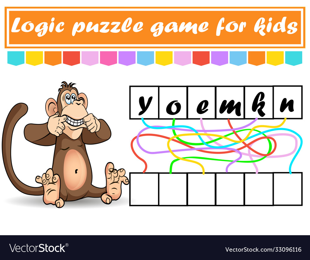 Logic puzzle game learning words for kids find Vector Image