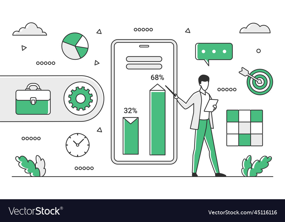 Mobile chart presentation Royalty Free Vector Image