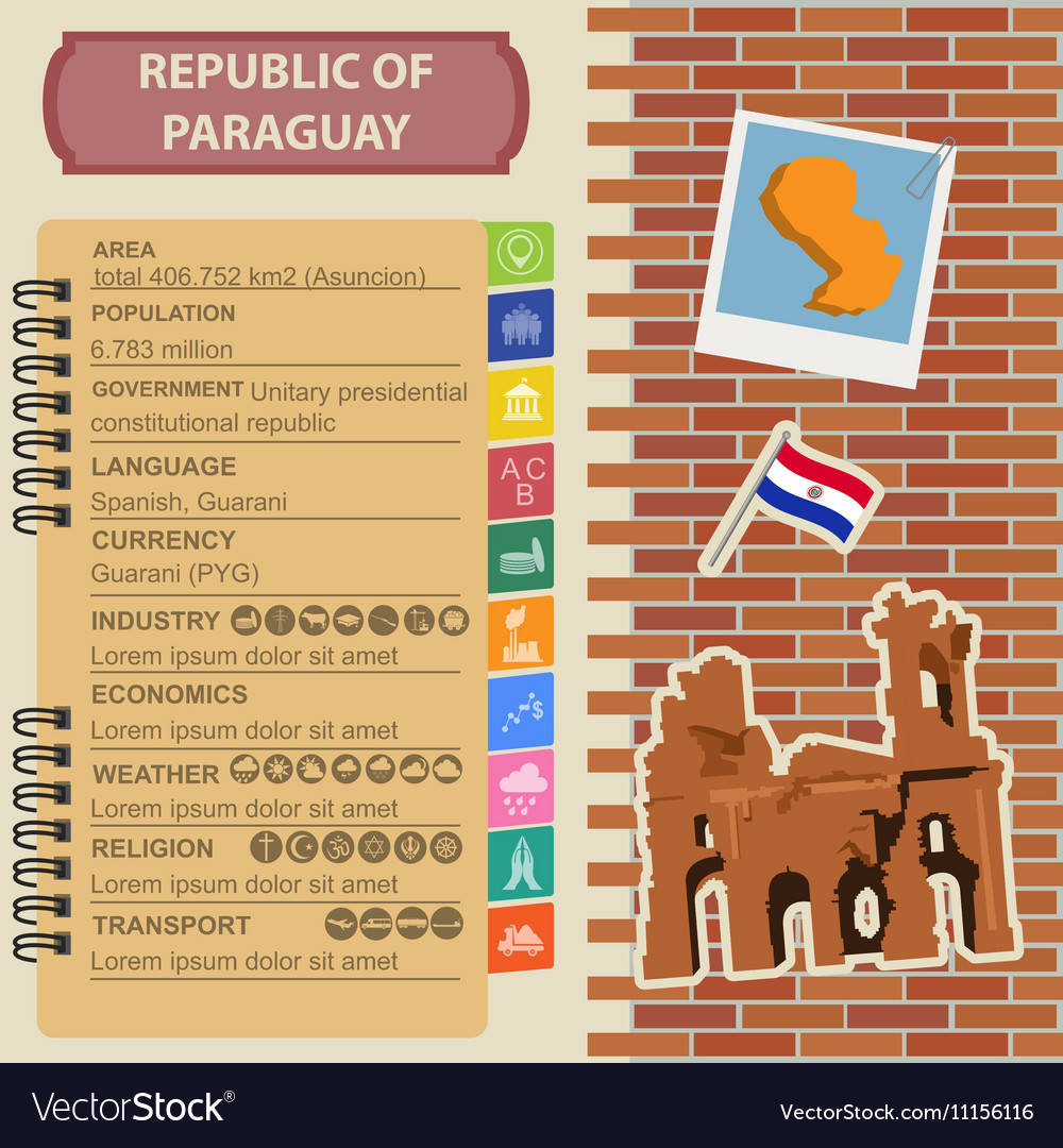 Paraguay infographics statistical data sights Vector Image
