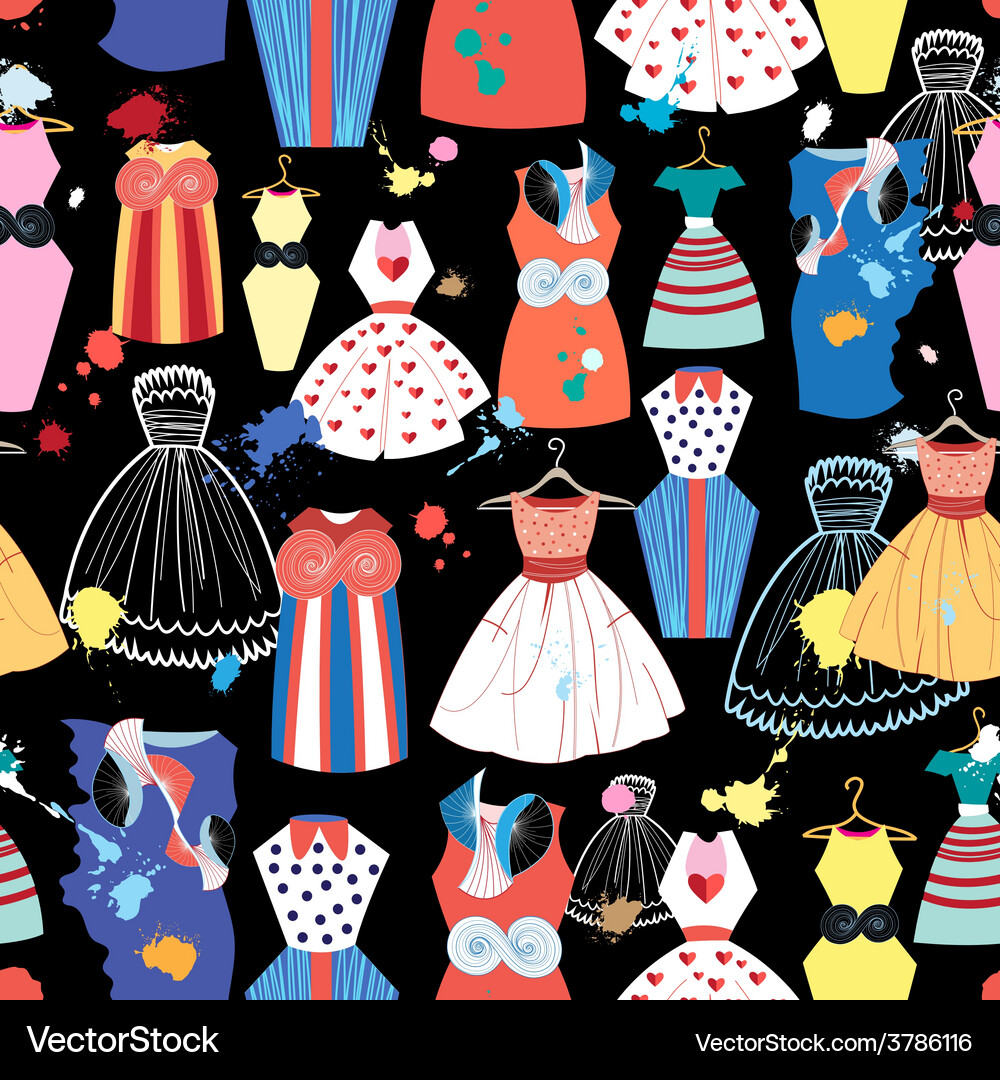 Pattern of fashionable dresses Royalty Free Vector Image