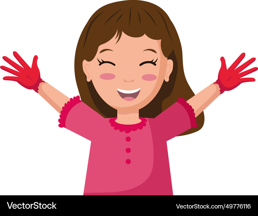 Red hand day girl Royalty Free Vector Image - VectorStock