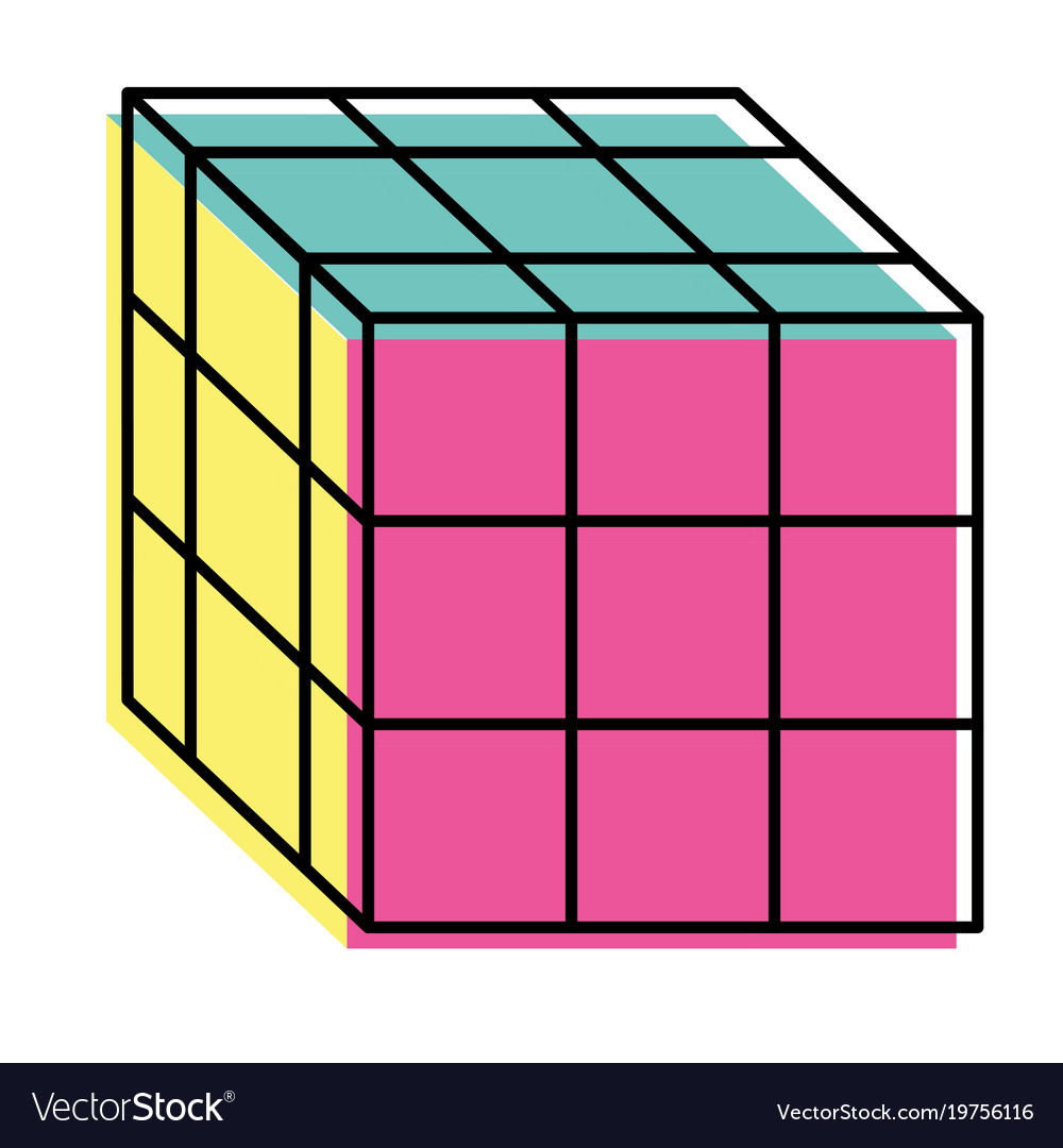 Rubik cube toy puzzle vintage icon Royalty Free Vector Image