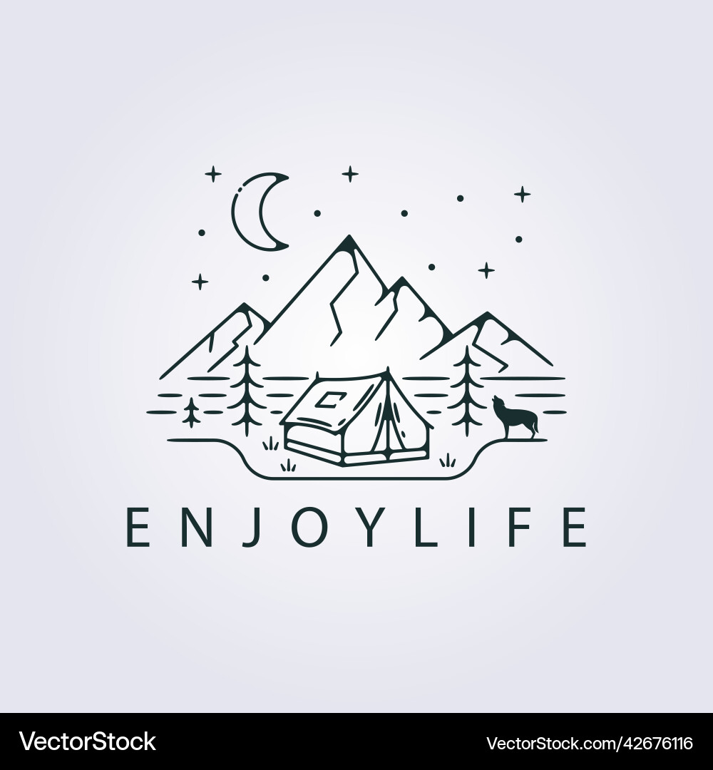 Simple life minimal adventure camp logo Royalty Free Vector