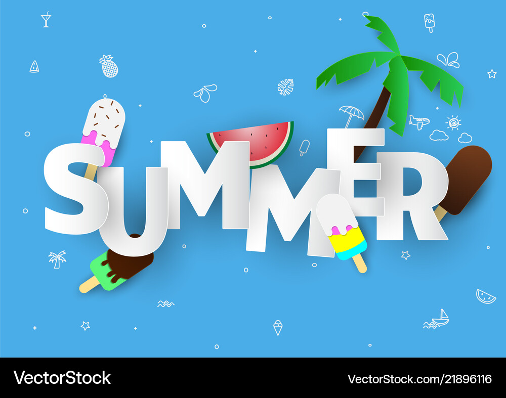 Spring summer poster banner watermelon lettering Vector Image