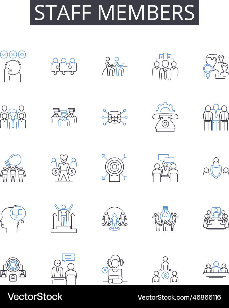 Staff members line icons collection faculty Vector Image