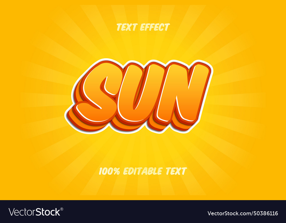 Sun editable text effect Royalty Free Vector Image