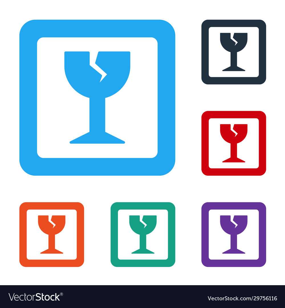 White fragile broken glass symbol for delivery Vector Image