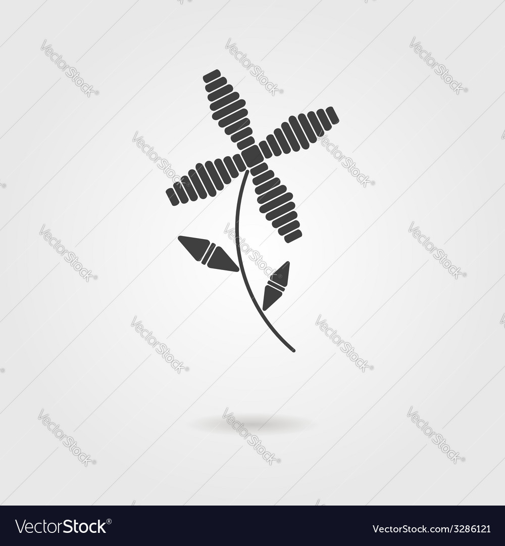 Abstract flower icon with shadow Royalty Free Vector Image