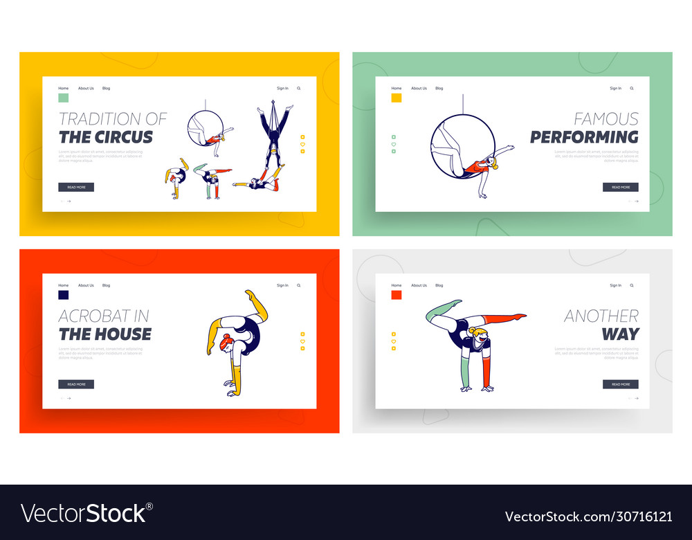Acrobat characters performing gymnastics elements Vector Image