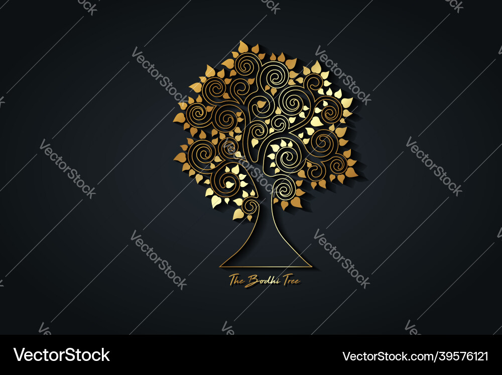 Bodhi tree gold logo template tree of life Vector Image