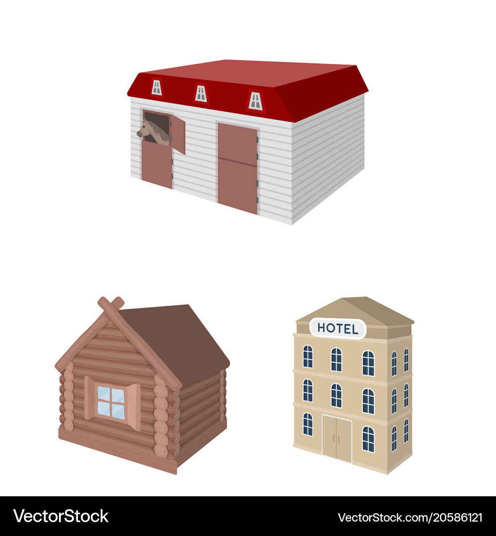 Building and architecture cartoon icons in set Vector Image