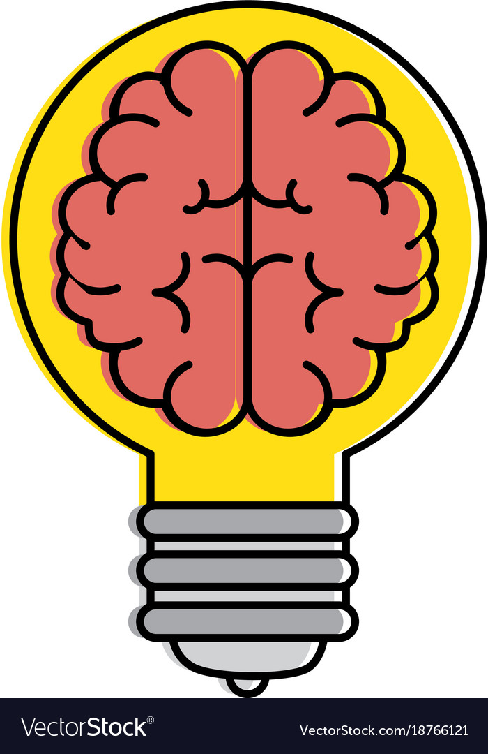 Bulb light with brain Royalty Free Vector Image