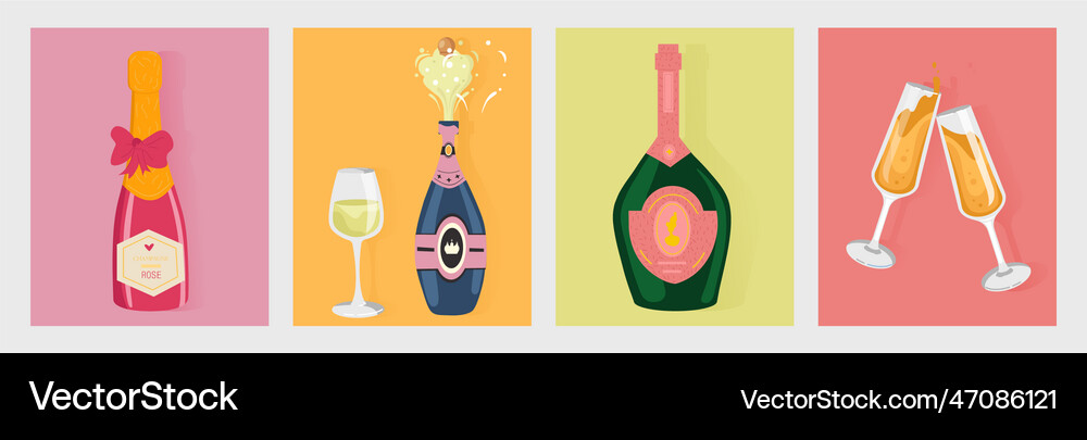 Champagne banners set Royalty Free Vector Image