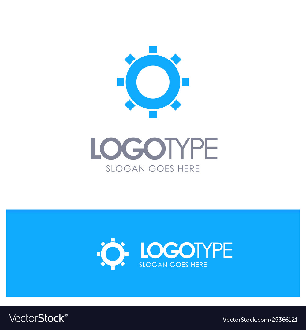 Cogs gear setting blue solid logo with place Vector Image