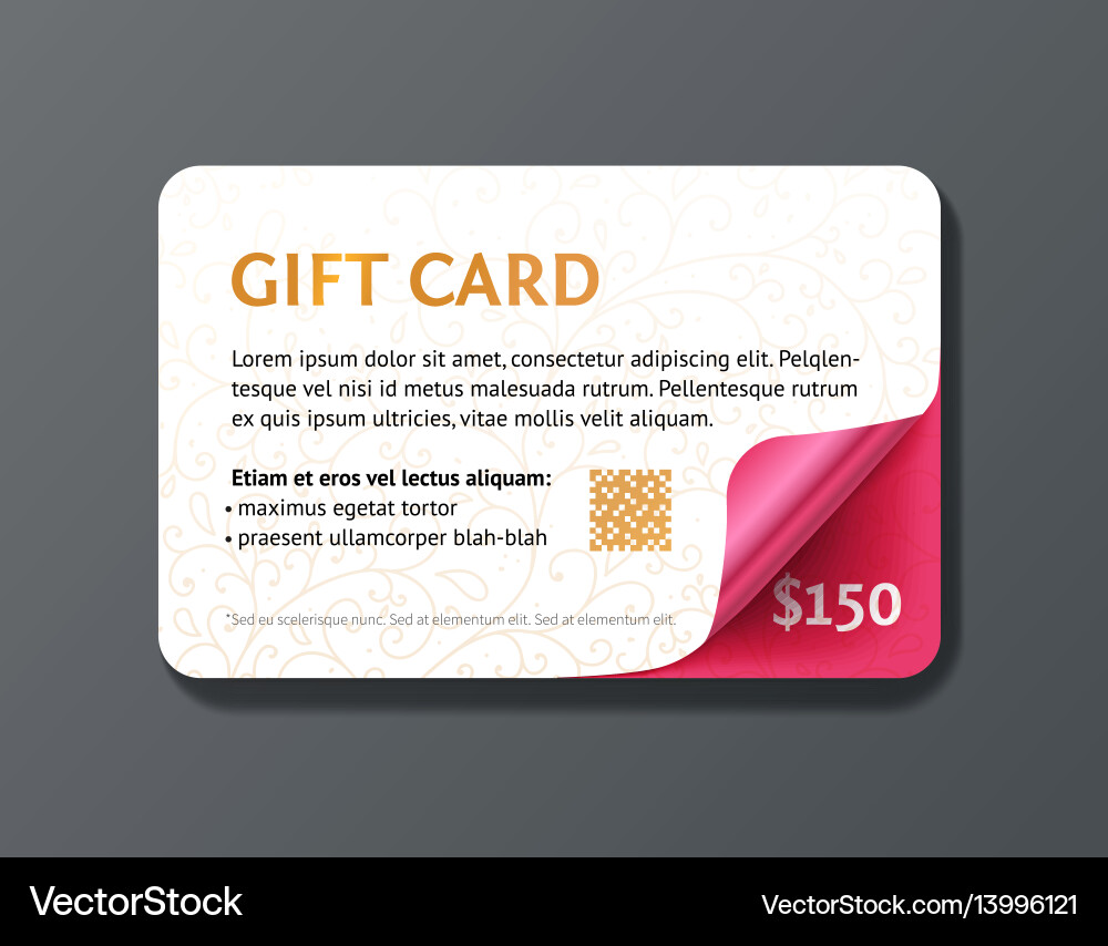 Design gift card with gold text and pink glossy Vector Image