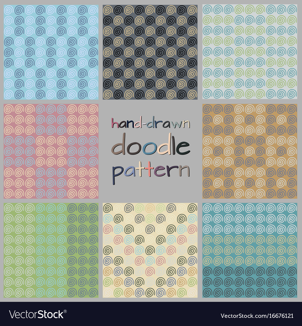 Hand-drawn doodle seamless patterns Royalty Free Vector