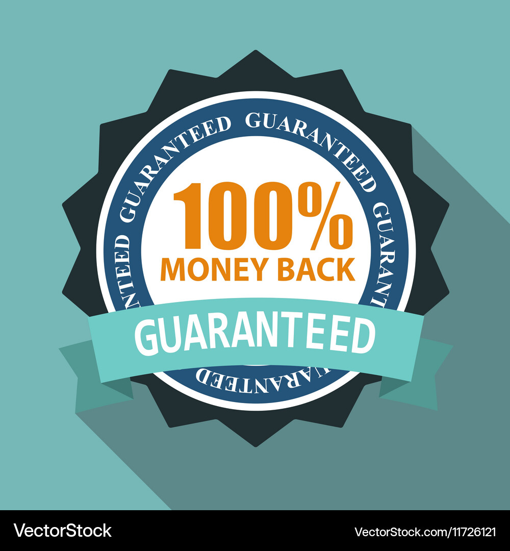 Label sign 100 money back quality in flat modern Vector Image