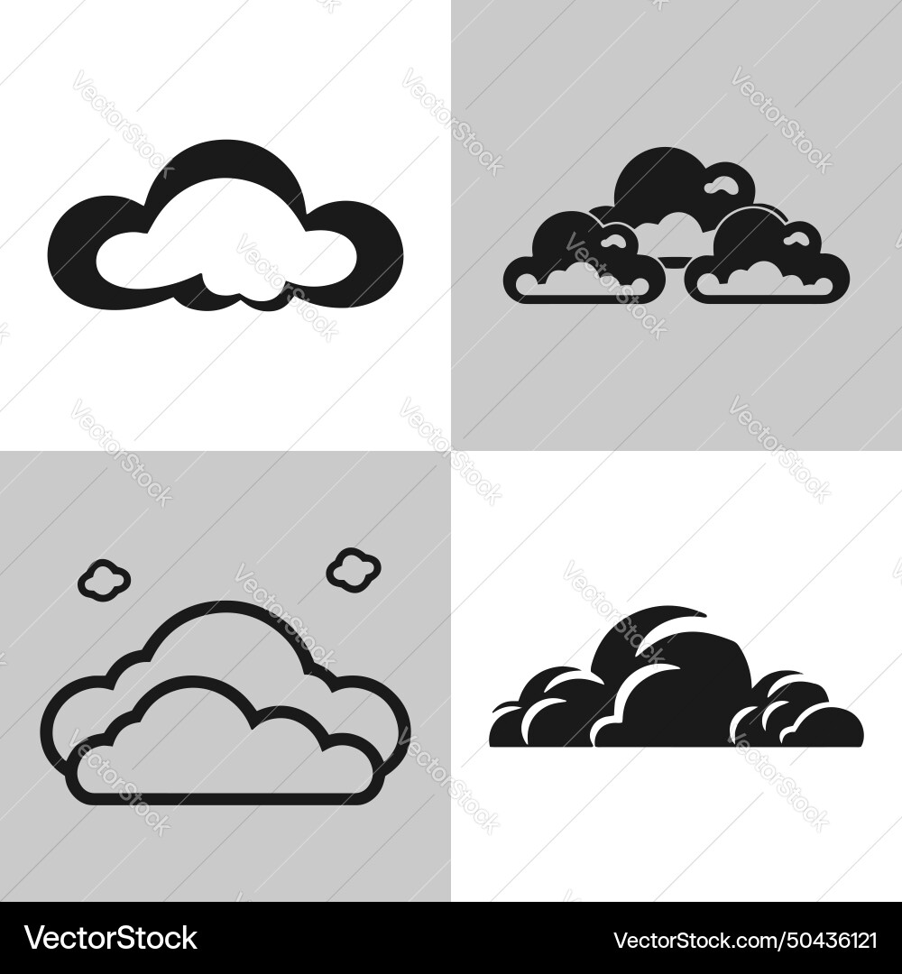 Logo of clouds icon set isolated silhouette design
