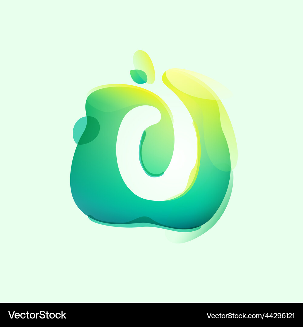 Number zero logo in eco gradient splash blot Vector Image