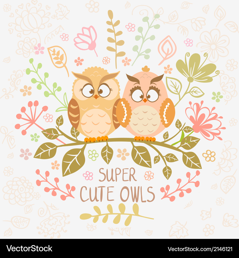 Owls super cute Royalty Free Vector Image - VectorStock