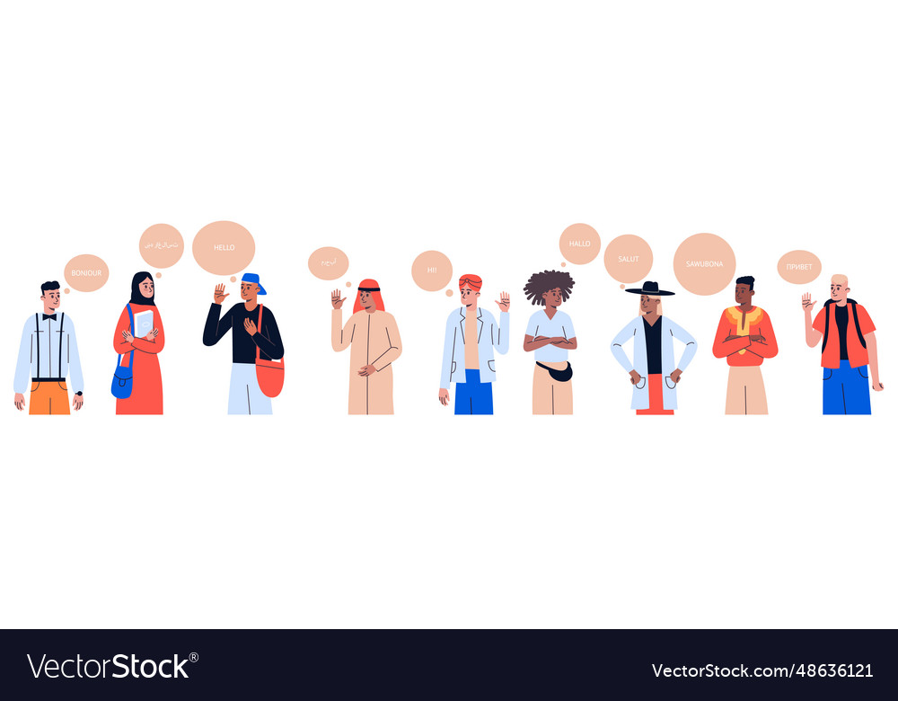 People greeting different languages multicultural Vector Image People greeting different languages multicultural Vector Image