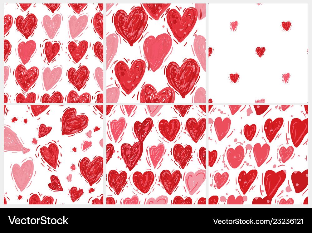 Seamless pattern set with hearts valentines day Vector Image