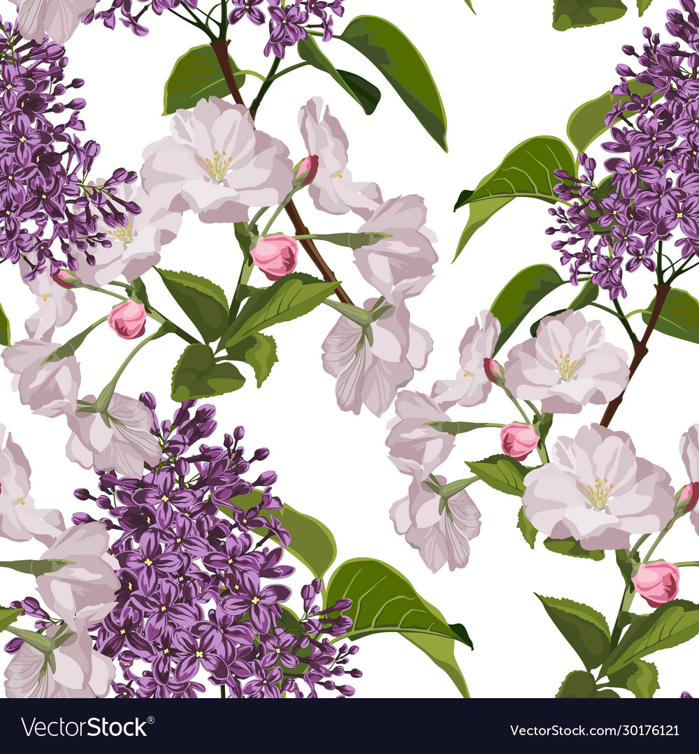 Seamless pattern with hand drawn sakura Royalty Free Vector