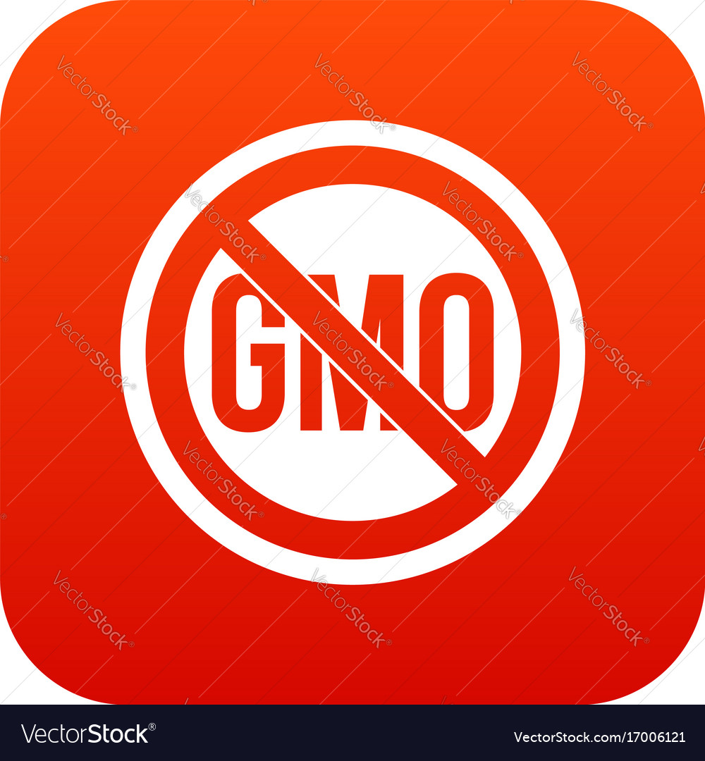 Stop gmo icon digital red Royalty Free Vector Image