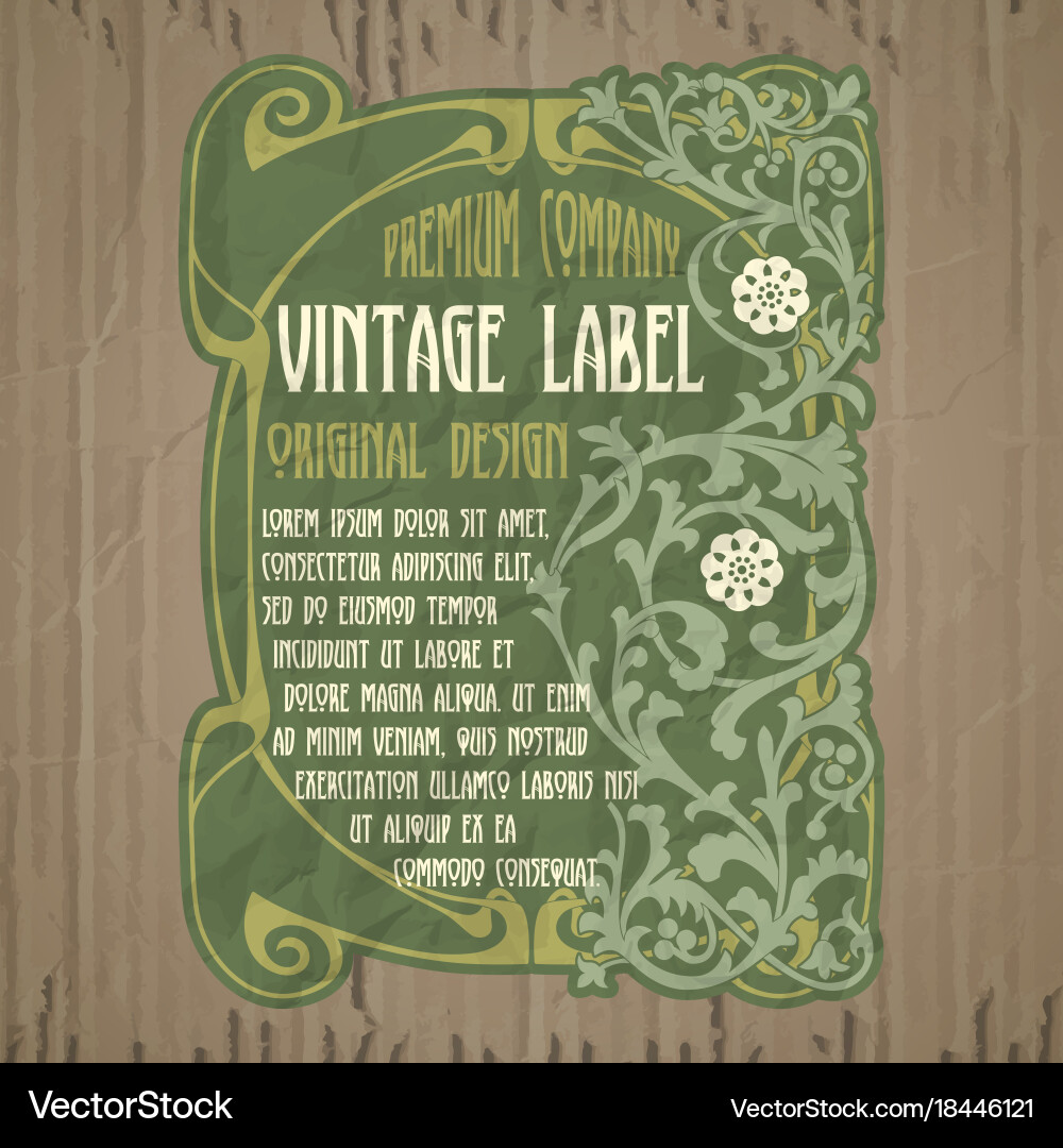 Vintage items - label art nouveau Royalty Free Vector Image