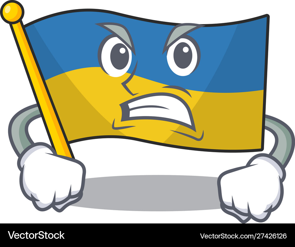 Angry flag ukraine in character shape Royalty Free Vector