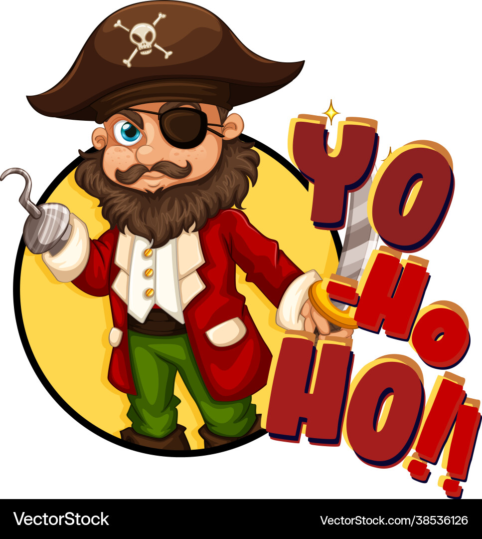 Captain hook cartoon character with yo-ho-ho Vector Image