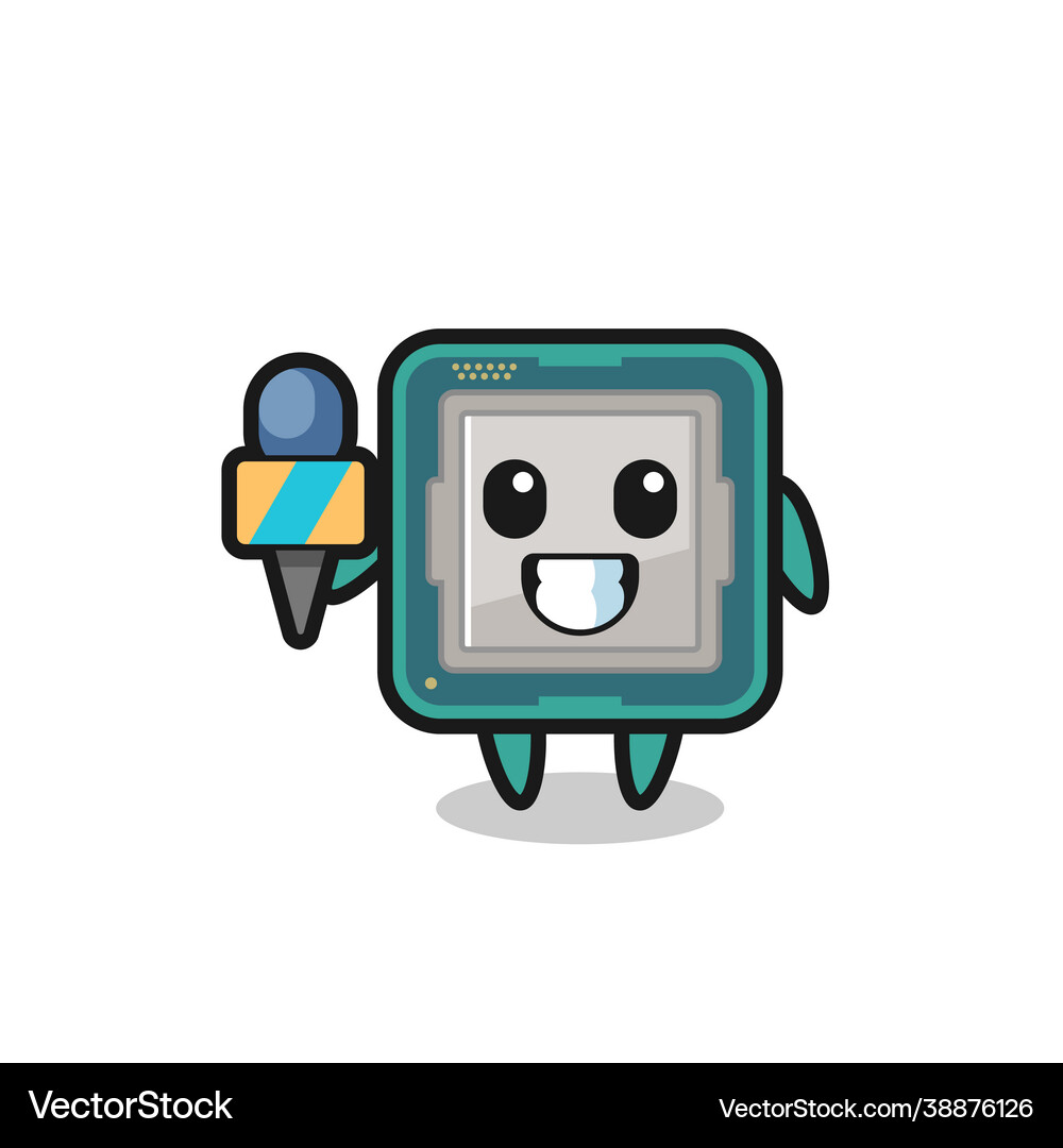 Character mascot processor as a news reporter Vector Image