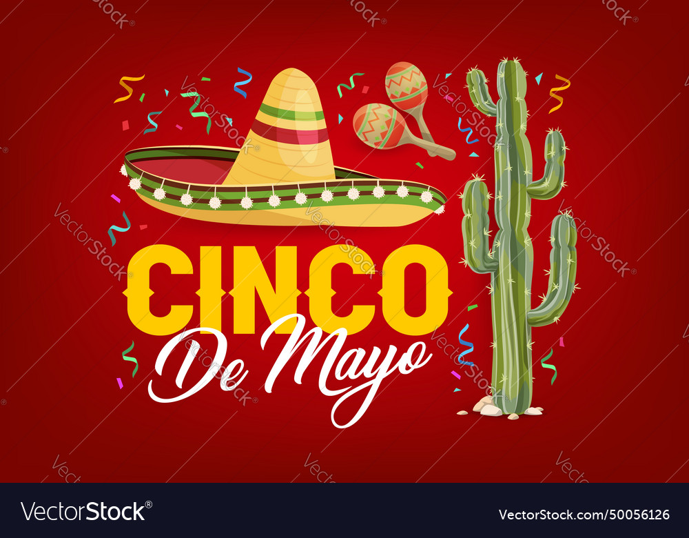Cinco de mayo holiday banner with mexican sombrero