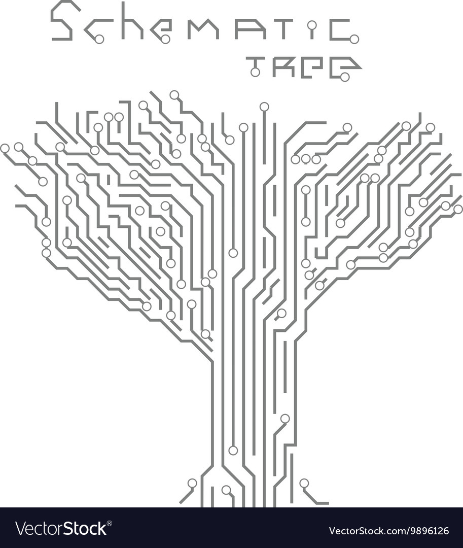 Circuit board pattern in the shape of the tree Vector Image