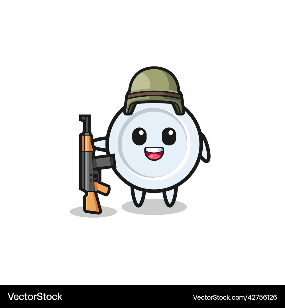 Cute plate mascot as a soldier Royalty Free Vector Image