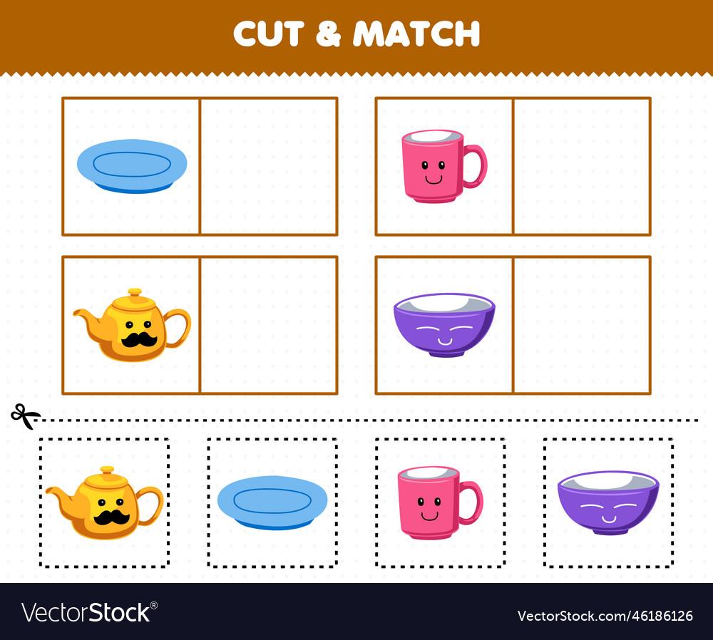 Education game for children cut and match Vector Image