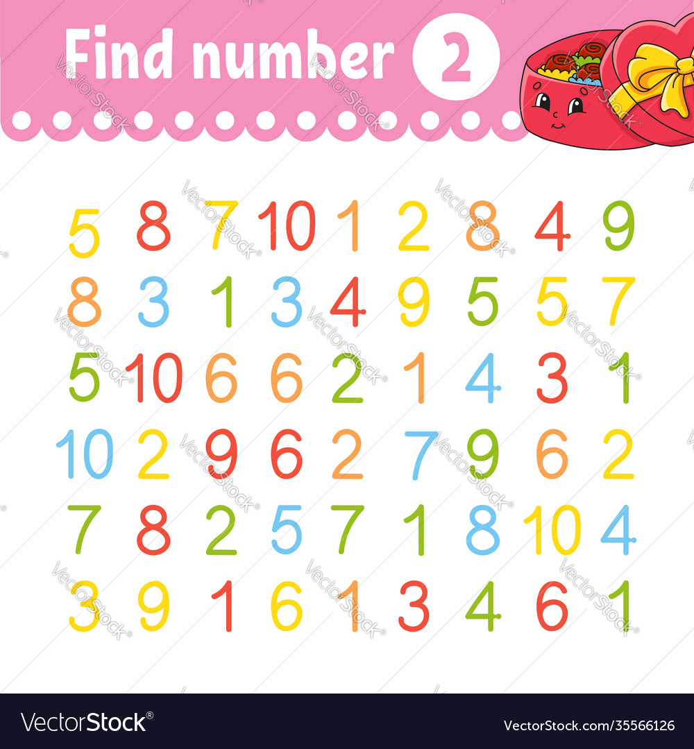 Find number education developing worksheet Vector Image