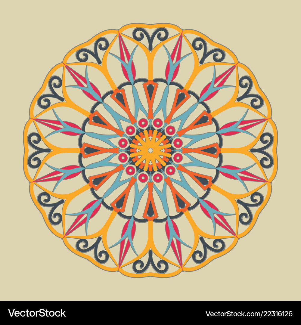 Floral round design sign vintage circular pattern Vector Image