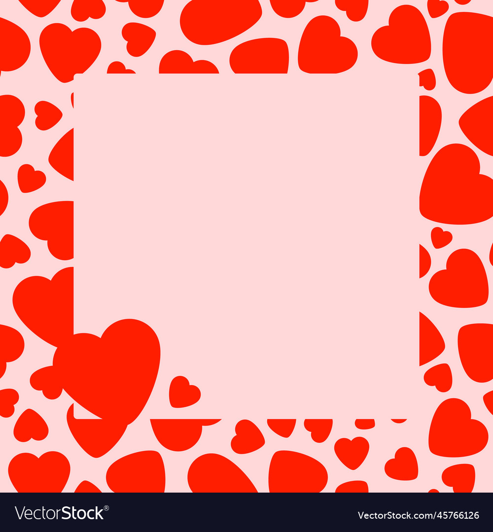 Frame with red heart on pink background Royalty Free Vector