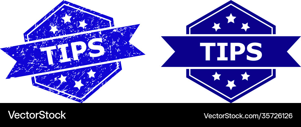 Hexagon tips stamp seal with distress style Vector Image