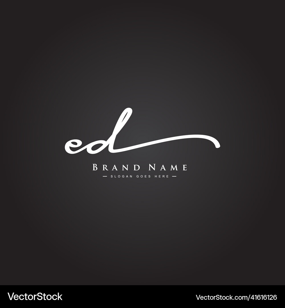 Initial letter ed logo - hand drawn signature Vector Image
