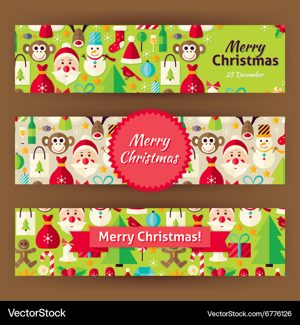 Merry christmas template banners set in modern Vector Image
