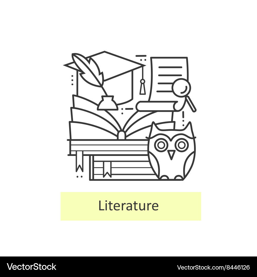 Modern thin line icons literature and education Vector Image