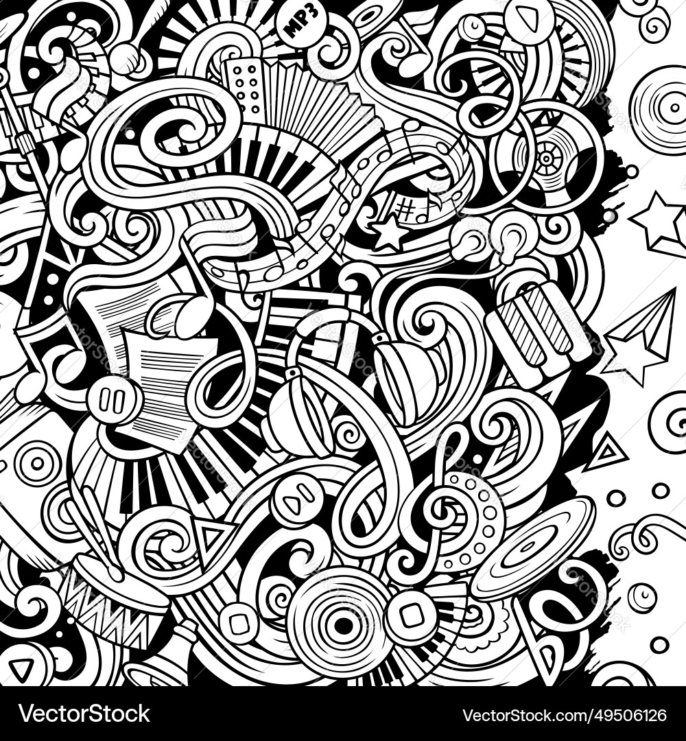 Music doodles musical frame design Royalty Free Vector Image