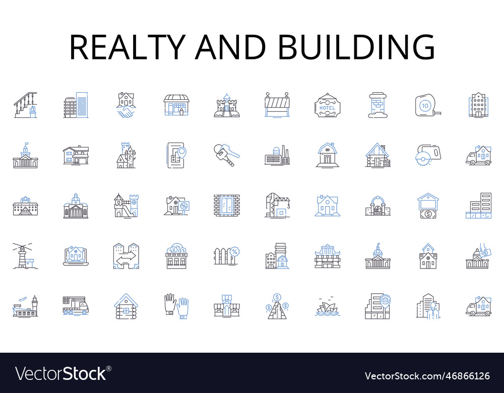 Realty and building line icons collection Vector Image Realty and building line icons collection Vector Image