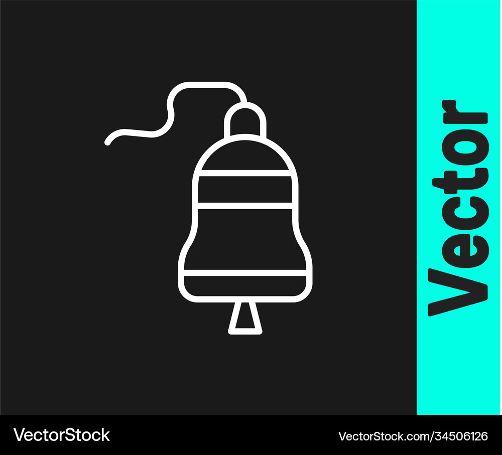White line ship bell icon isolated on black Vector Image
